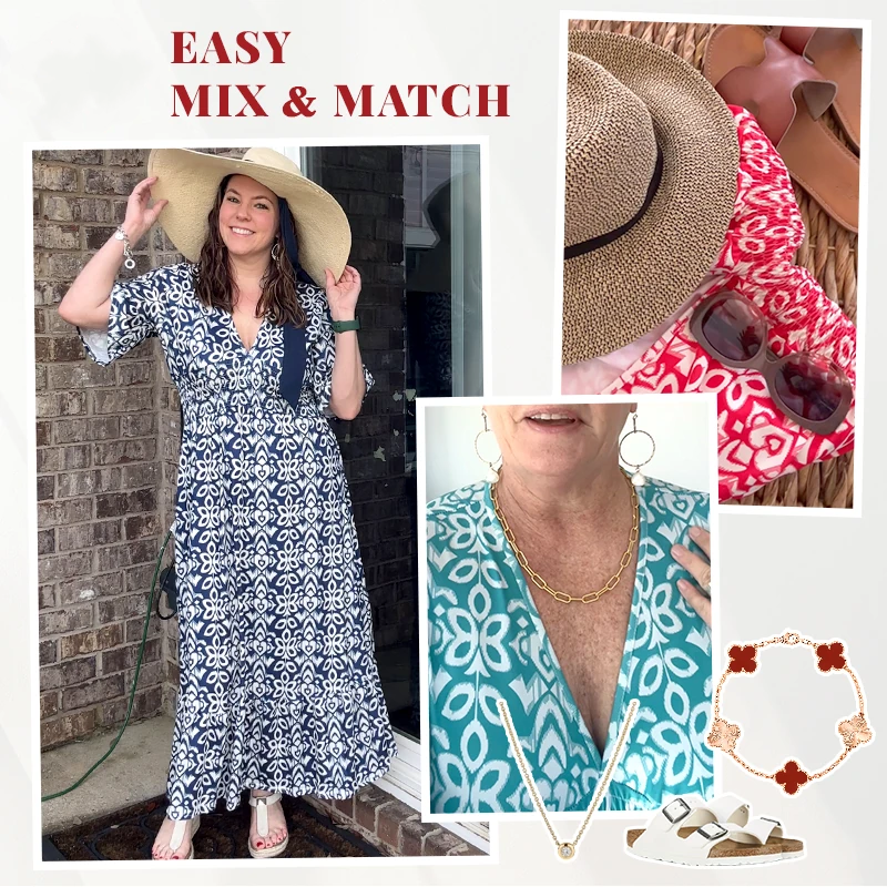 🔥Last Day Special Price ￡16.99⏰-🌸Bohemian Casual Print V-neck Waist Wr ...